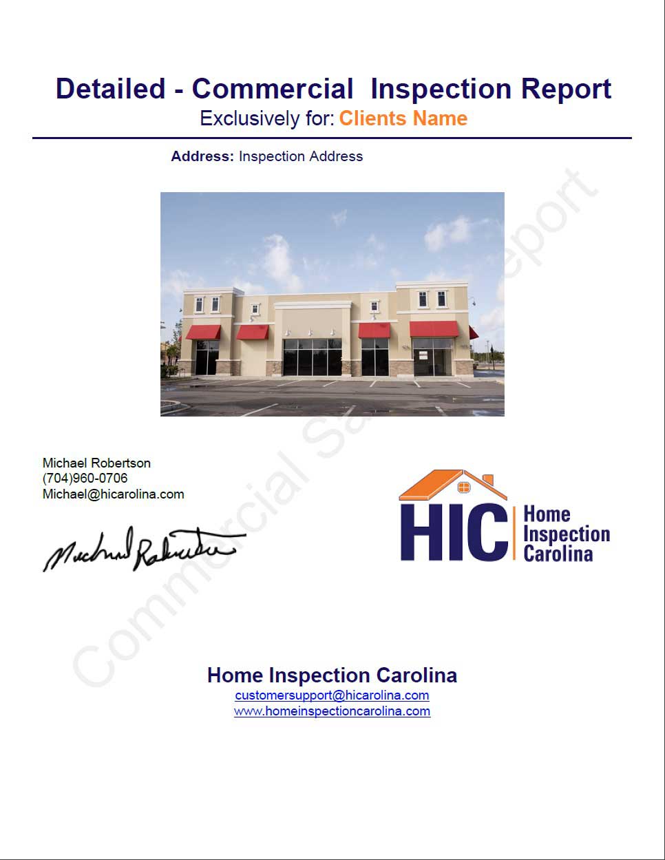 Commercial Inspections Services - Charlotte, Raleigh & SC Areas